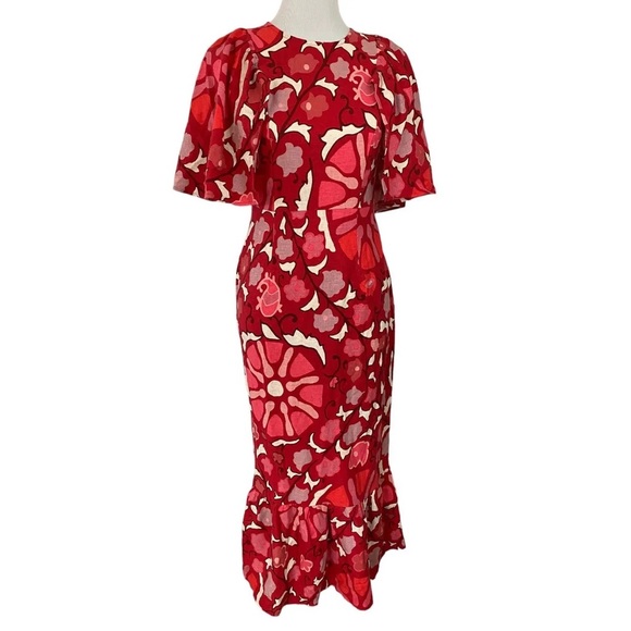 RHODE | Dresses | New Rhode X Target Zinnia Red And Pink Floral Print ...